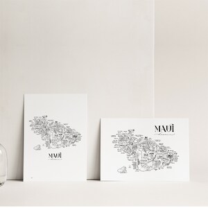 Maui Neighborhood Map Print - Handlettered - Map of Maui - Hawaii ...