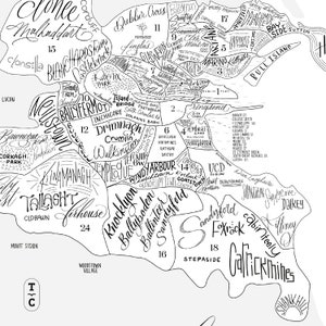 Dublin, Ireland Illustrated Map Print - 24 Postal Codes - Map of Dublin ...