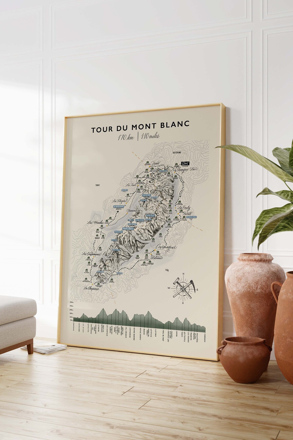 Tour Du Mont Blanc Trail Map Refugios TMB Map Mont Blanc - Etsy UK