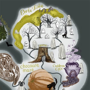 Halloween Town Map - Spooky Map - Autumn Decor - Halloween Decor ...