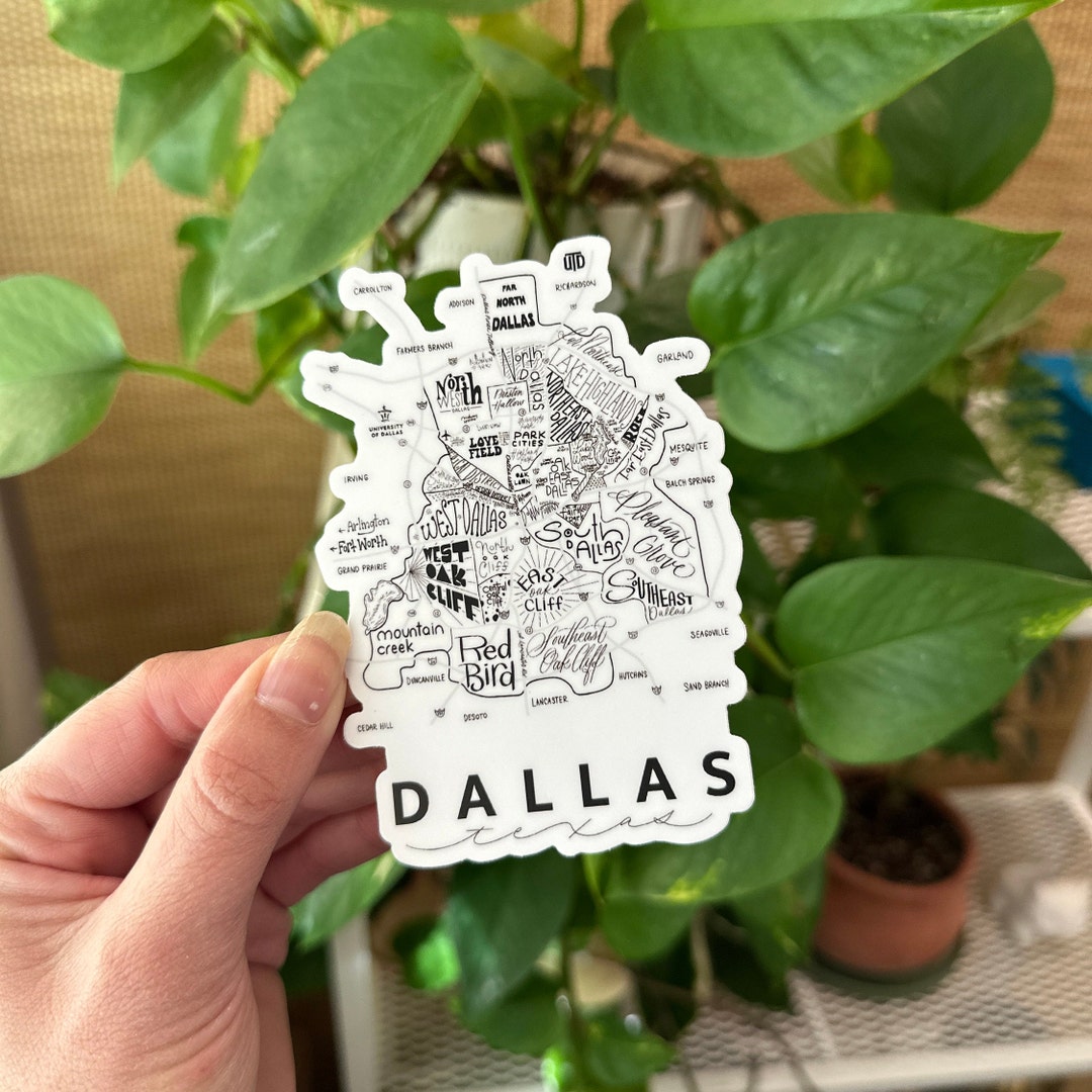 Dallas, TX Map Sticker | Die-cut Water Bottle, Window, Skateboard, Car ...