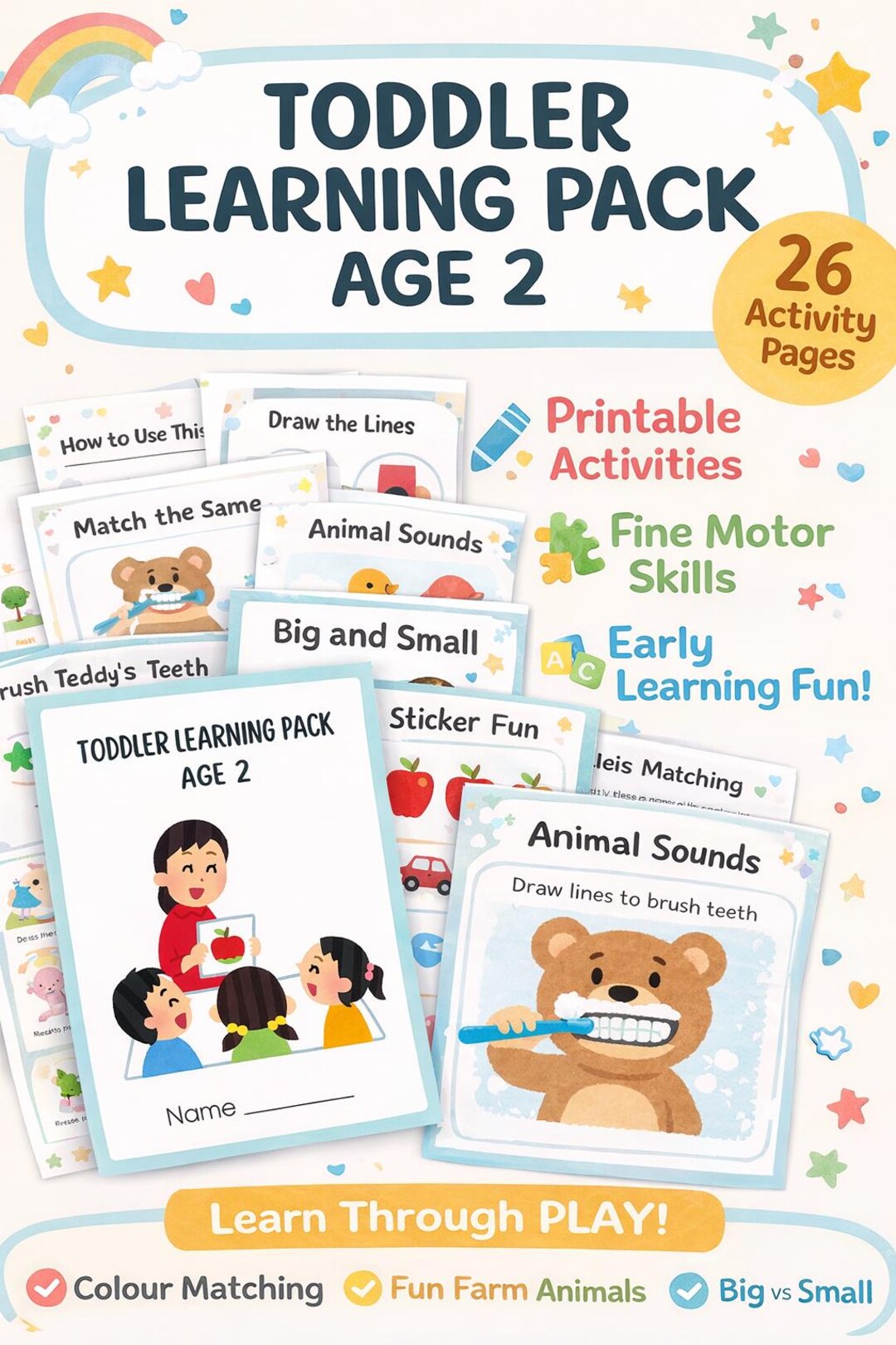Toddler Learning Pack Age 2 | Printable Activities for Toddlers (PDF ...