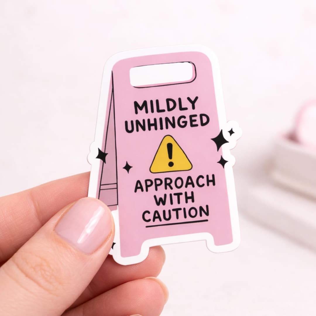 Mildly Unhinged Sticker Approach With Caution Funny Meme Vinyl Laptop ...