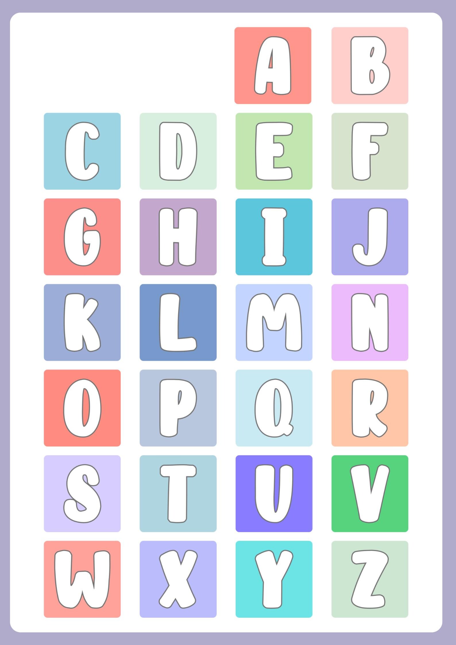 Pastel ABC Poster | Colorful Alphabet Wall Art (digital Download) - Etsy