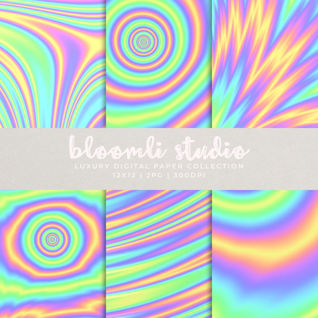 Holographic Rainbow Print Digital Paper | 12x12 | Scrapbooking ...