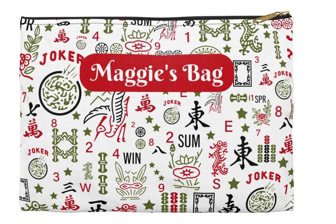 Mahjong Bag, CUSTOM, Purse Organizer, Carry POUCH for Card Game, Zipper ...