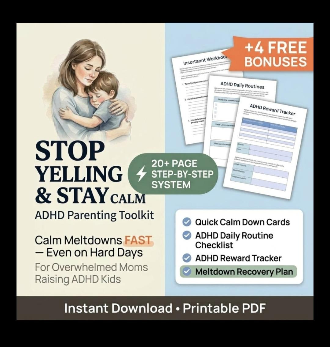 ADHD Parenting Toolkit Printable | ADHD Kids Routine Chart & Reward ...