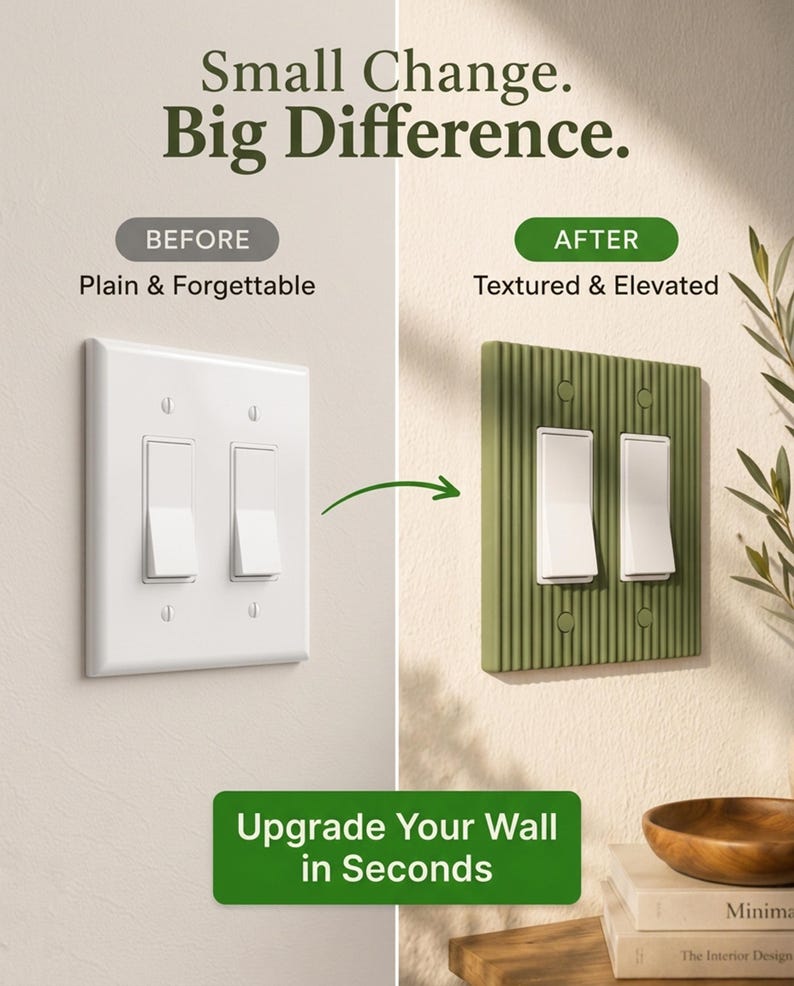 Fluted Rocker Switch Cover Plate: Modern Ribbed 3D Printed Wall Decor ...