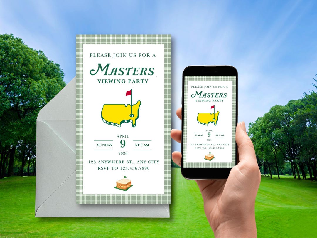 Masters Viewing Party Invitation Template, Golf Watch Party Invite ...