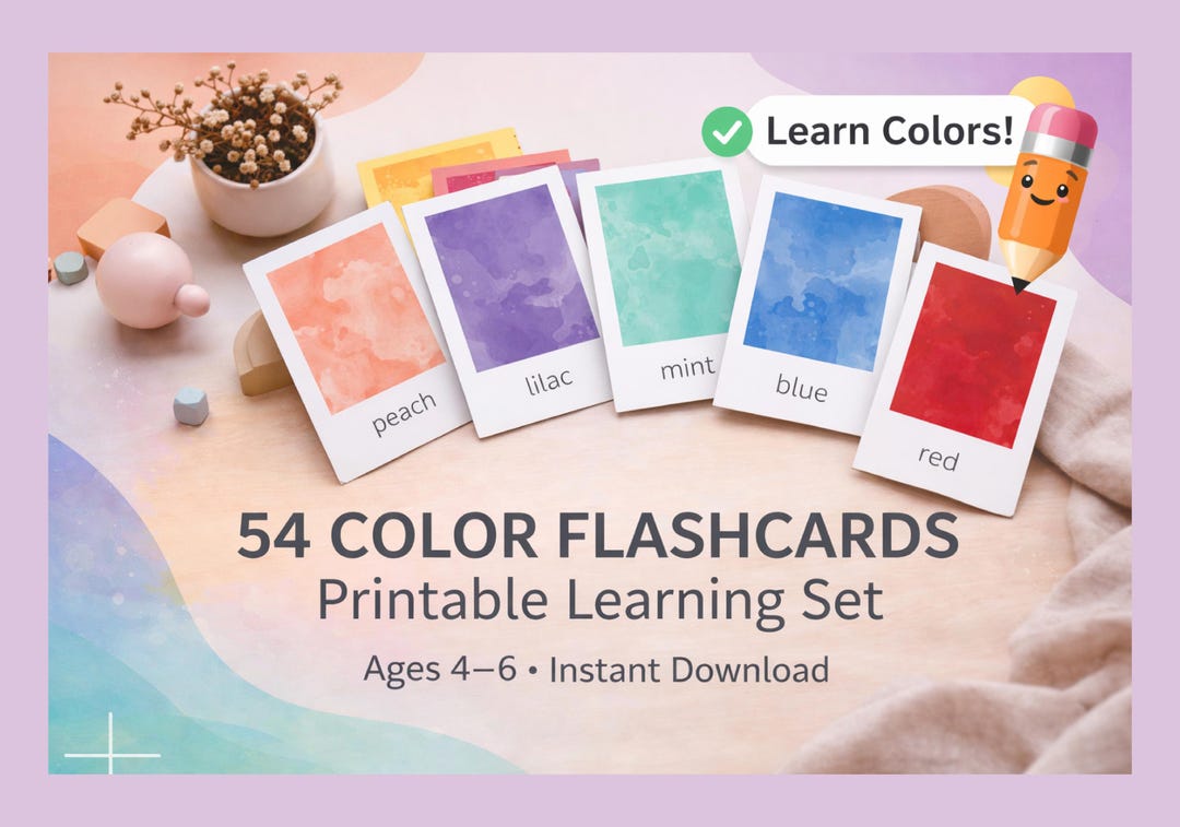 54 Color Flashcards Printable – Montessori Preschool Learning Cards ...