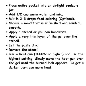 Wood Burning Gel Powder, Burn Designs in Wood 4 Oz Heat Gun Needed ...