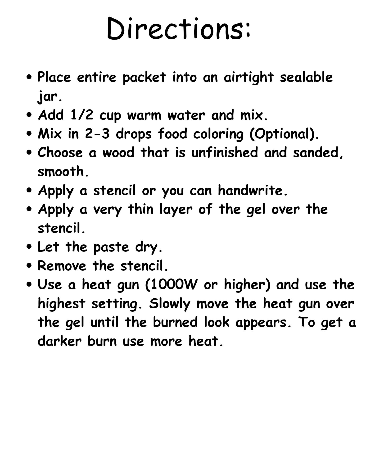 Wood Burning Gel Powder, Burn Designs in Wood 4 Oz Heat Gun Needed ...