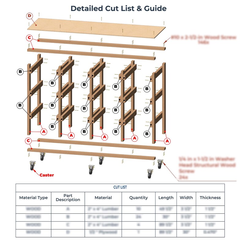 27 Gallon Storage Tote Rack Plans: 12 Bin Mobile Garage Woodworking PDF ...