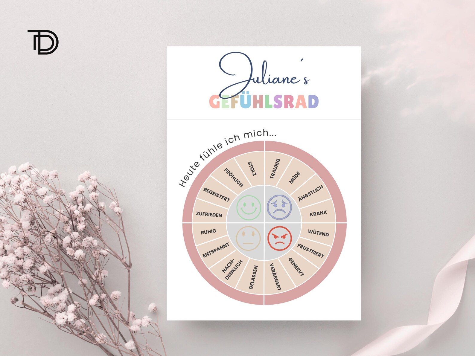 Personalized Feelings Wheel for Kids (printable) | Learning Feelings ...