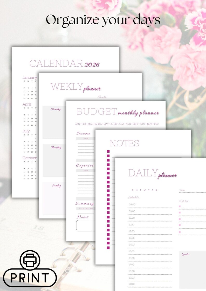 Printable Planner 2026 | Daily Planner, Weekly Planner, Budget Planner ...