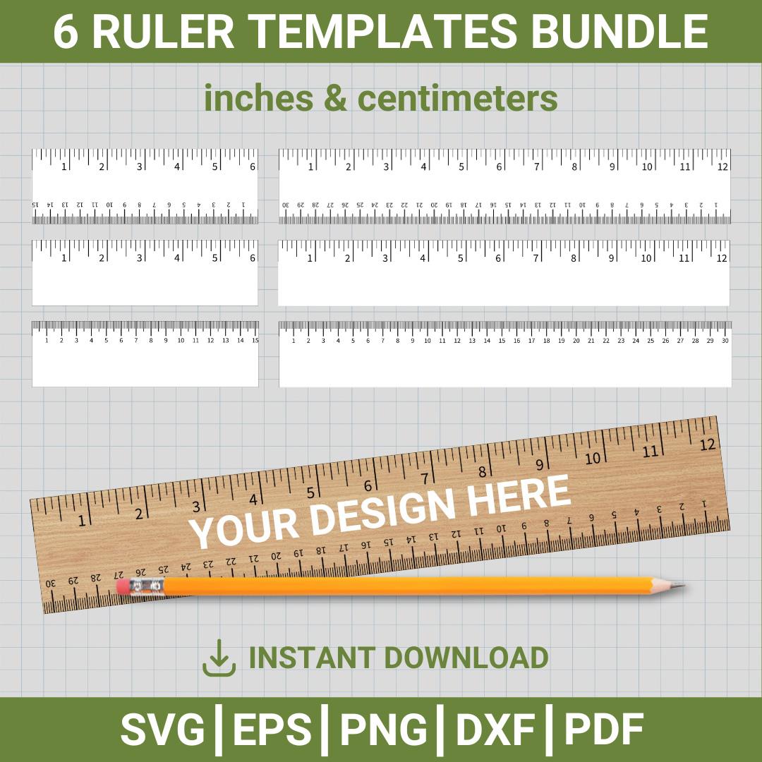 Horizontal Ruler Markings, Laser Cut Ruler Files, Bundle, Inches ...