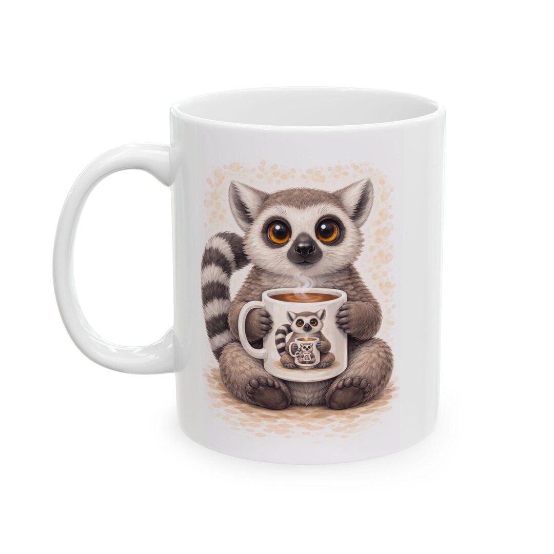 Cute Lemur Drinking Coffee | Funny Lemur Coffee Mug | Watercolor Lemur ...