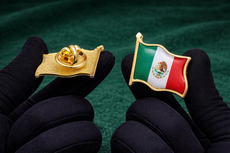 Mexico Flag Lapel Pin Gold Enamel Badge Mexican Pride Patriotic ...