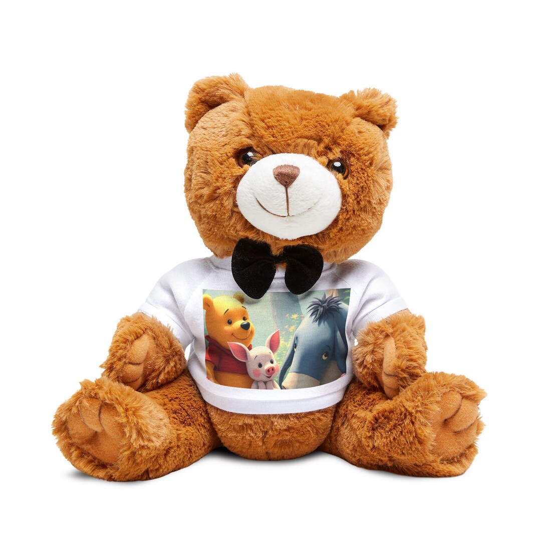 Winnie the Poo Rabbit Bear Plush, Teddy Bear With Printed T-shirt - Etsy
