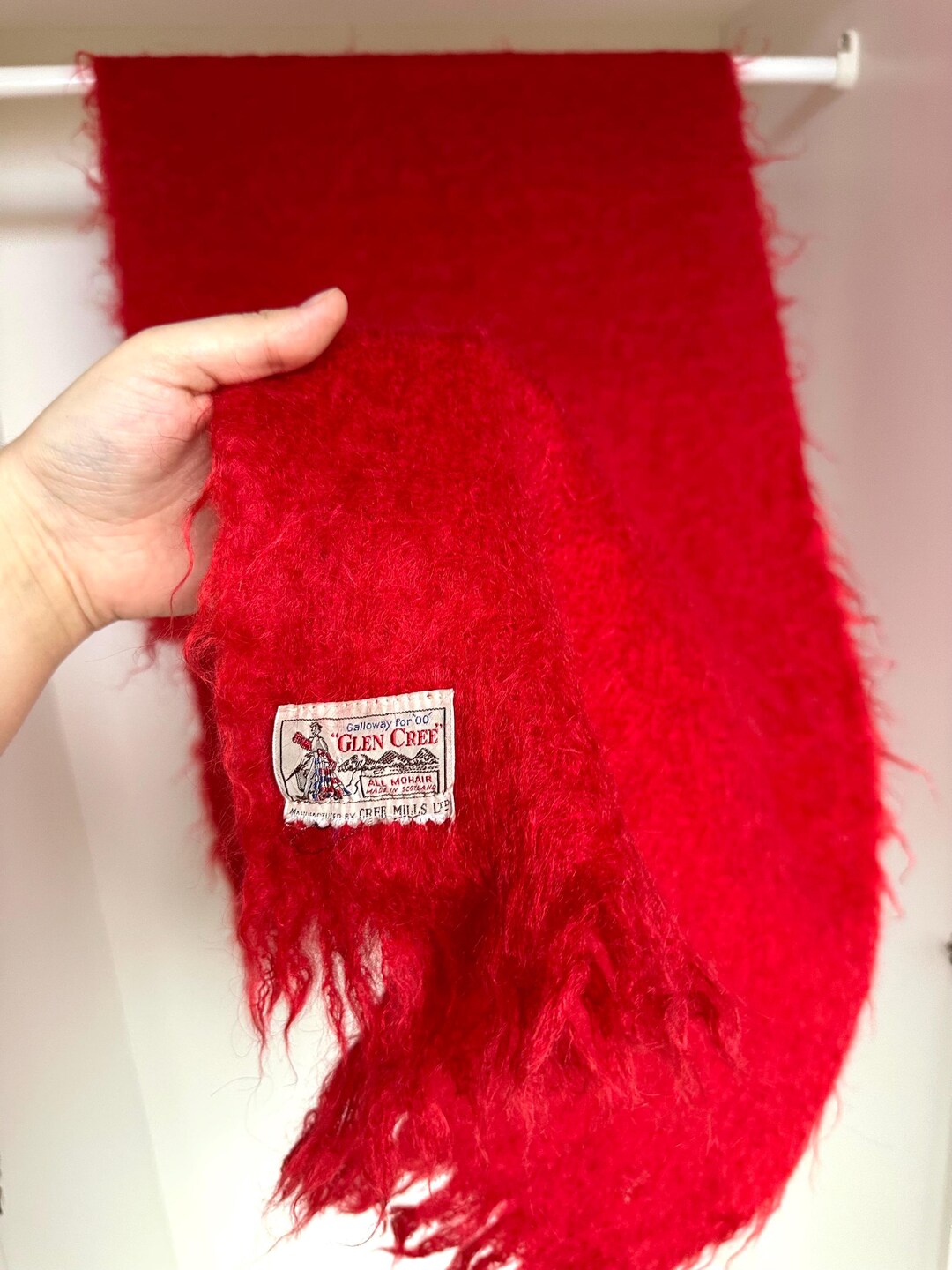 Red Fluffy Mohair Scarf 100% Mohair Vintage Large Cozy Winter Scarf ...
