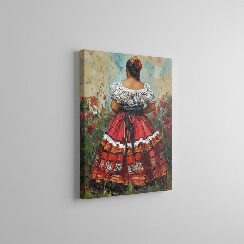 Vibrant Folklórico Dress Wall Art, Mexican Folk Dance Painting (digital ...