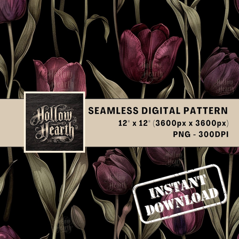 Tulips Dark Wallpaper - Etsy