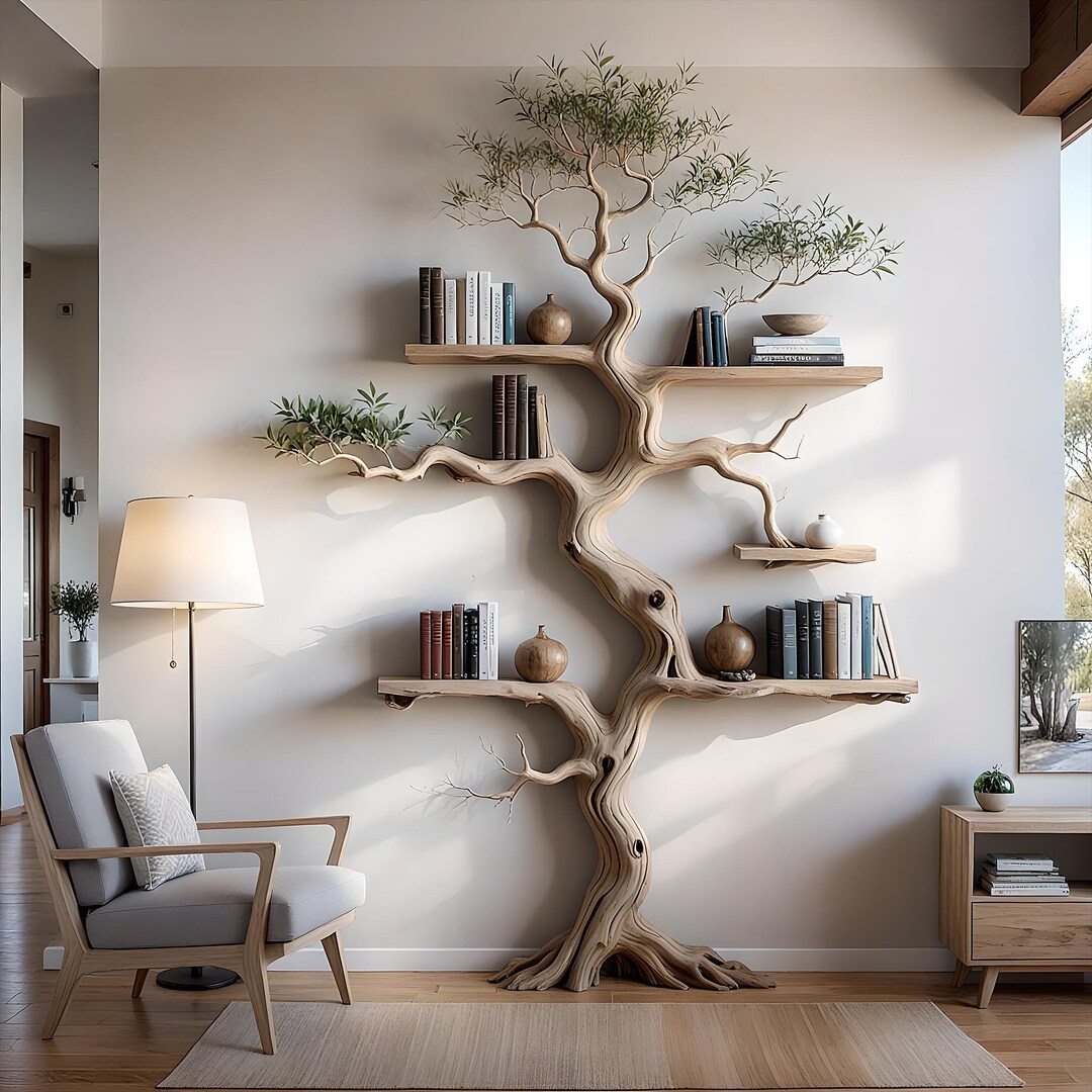 Tree Branch Branch Tree Bookshelf Solid Wood Bookcase Wooden Bookshelf ...