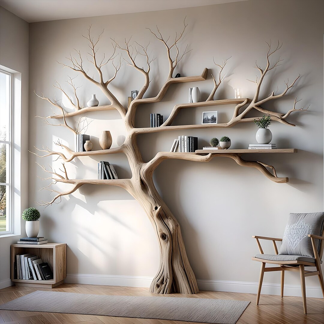 Tree Branch Floating Shelf Solid Wood Live Edge Floating Corner Wall ...