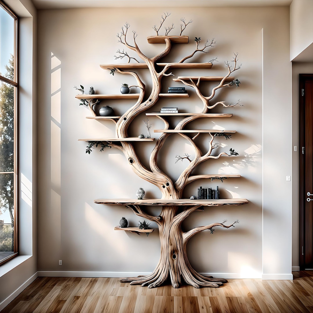 Corner Tree Branch Shelves on Wall Mount Bookshelf Furniture and Decor ...