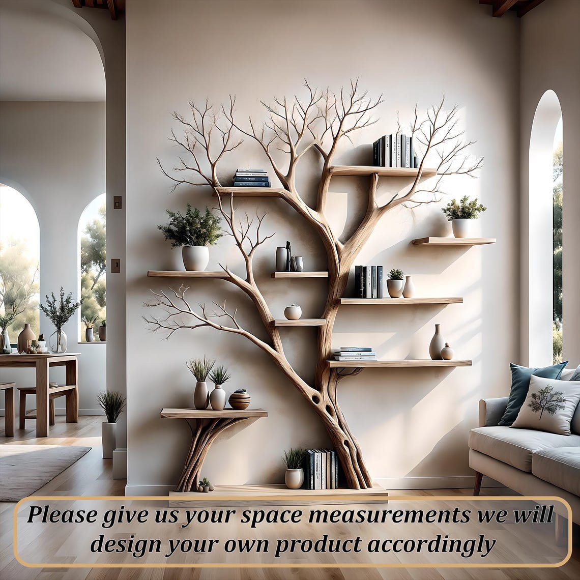Driftwood Bookshelf, Tree-shaped Bookshelf, Solid Wood Bookshelf ...