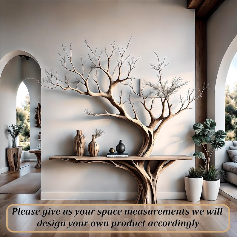 Handmade Wooden Bookshelf Unique Tree Branch Shape, Bringing Nature ...