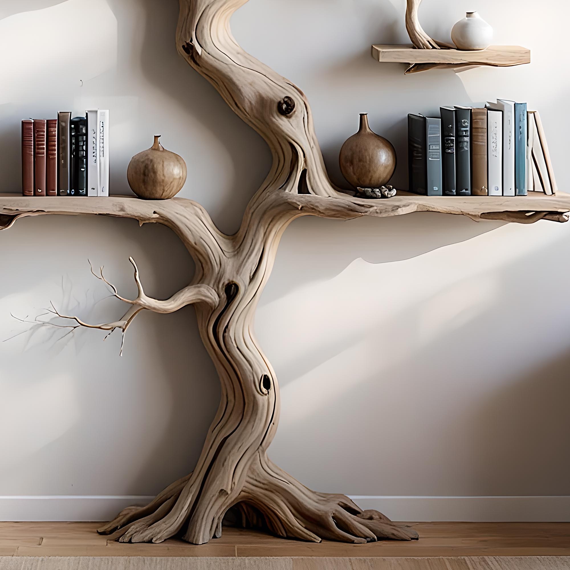 Tree Branch Branch Tree Bookshelf Solid Wood Bookcase Wooden Bookshelf ...