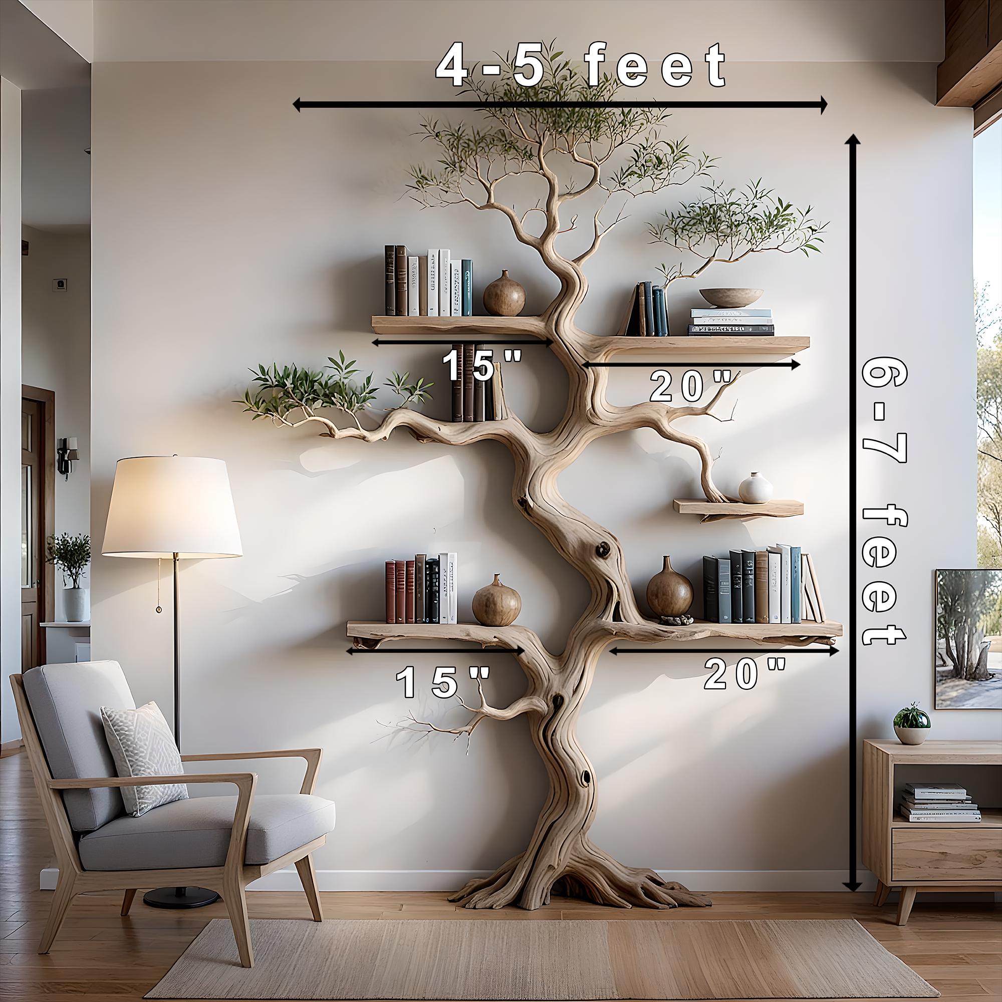 Tree Branch Branch Tree Bookshelf Solid Wood Bookcase Wooden Bookshelf ...