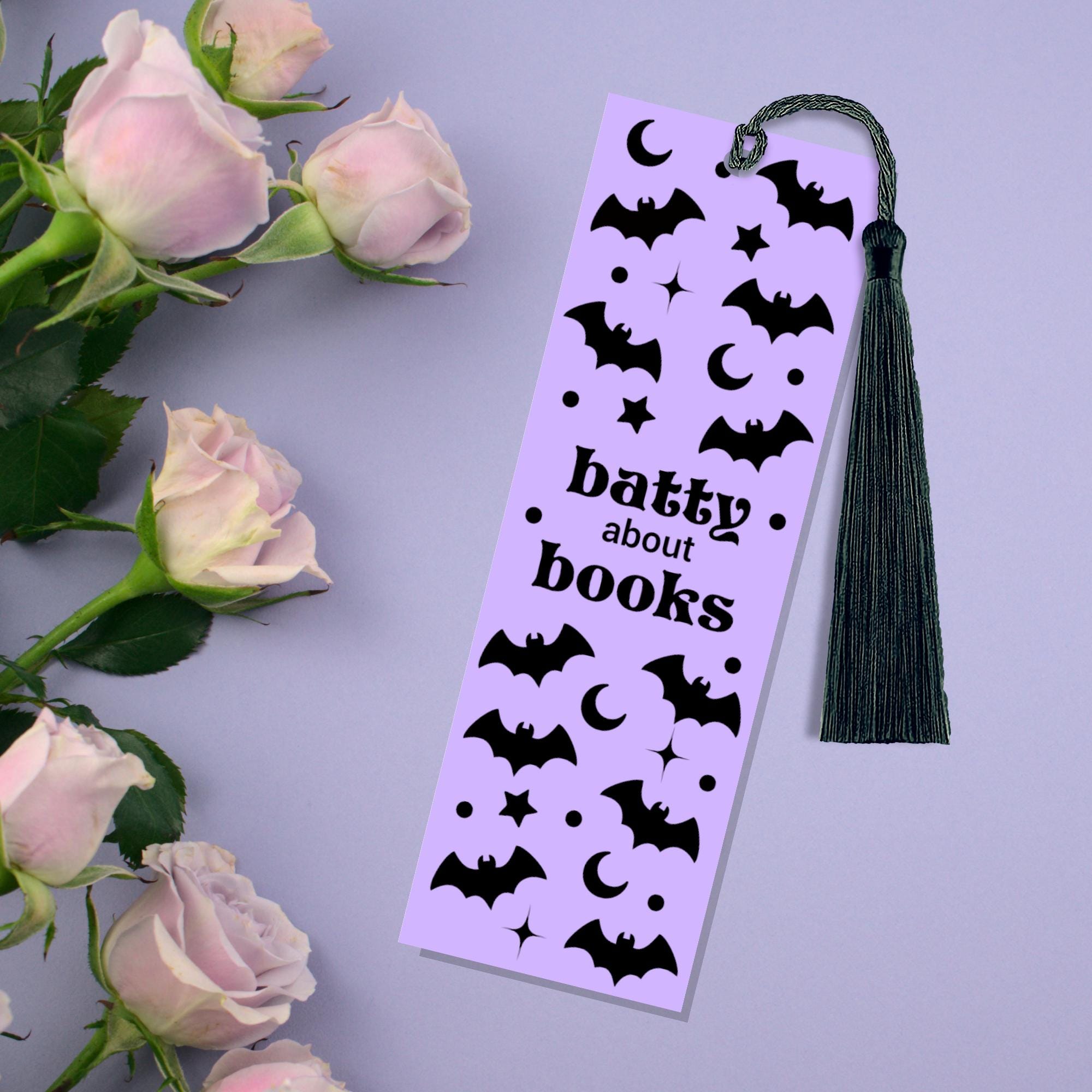 Spooky Bat Printable Bookmark // Purple Batty About Books Digital ...