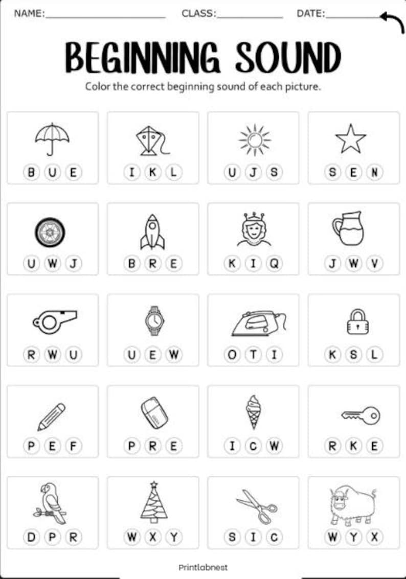 Beginning Sounds Worksheets for Kids | Preschool Phonics Workbook ...
