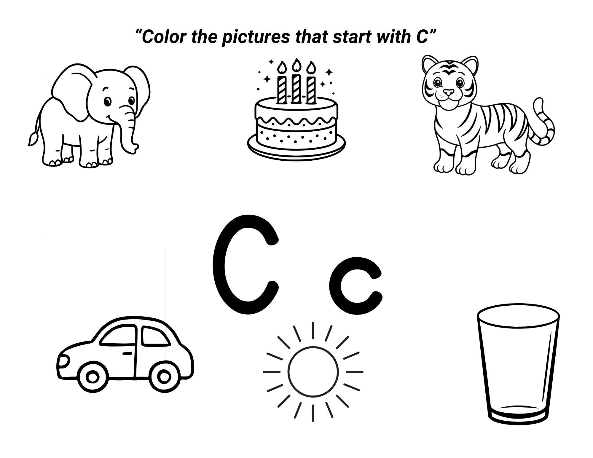 ABC Beginning Sounds Coloring Book for Kids | Letter Recognition ...