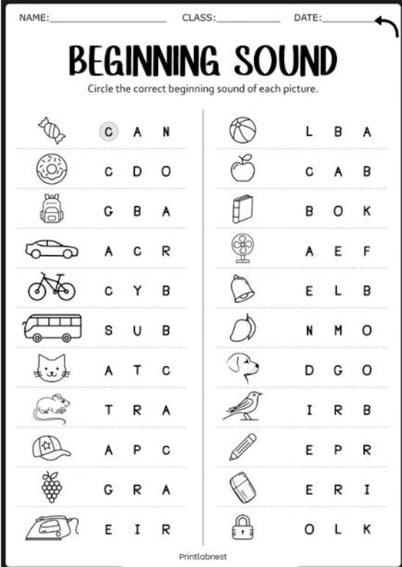 Beginning Sounds Worksheets for Kids | Preschool Phonics Workbook ...