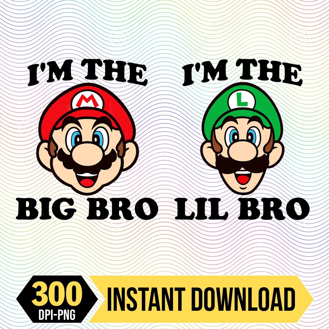 Mario Luigi Big Bro Lil Bro PNG | Vintage Video Game Art (digital ...