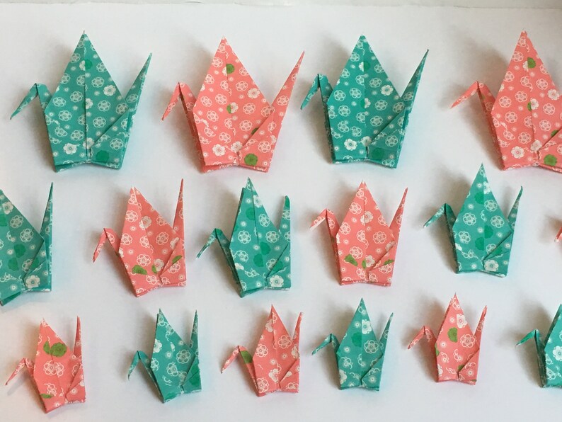 10 Mint Green Coral Japanese Origami Crane Paper Crane Origami | Etsy