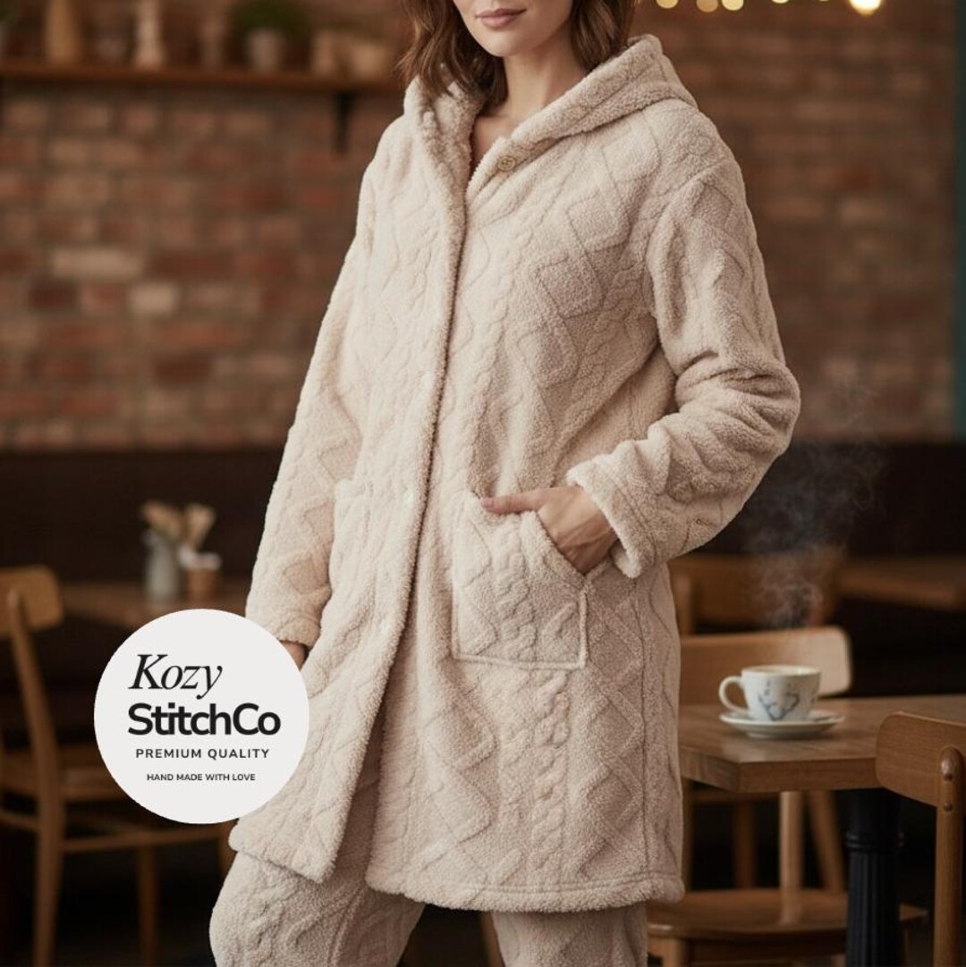 Cotton Wool Two Piece Set Pants and Robe Cardigan, Super Thick - Etsy