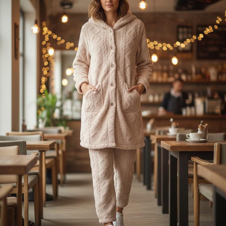 Cotton Wool Two Piece Set Pants and Robe Cardigan, Super Thick - Etsy