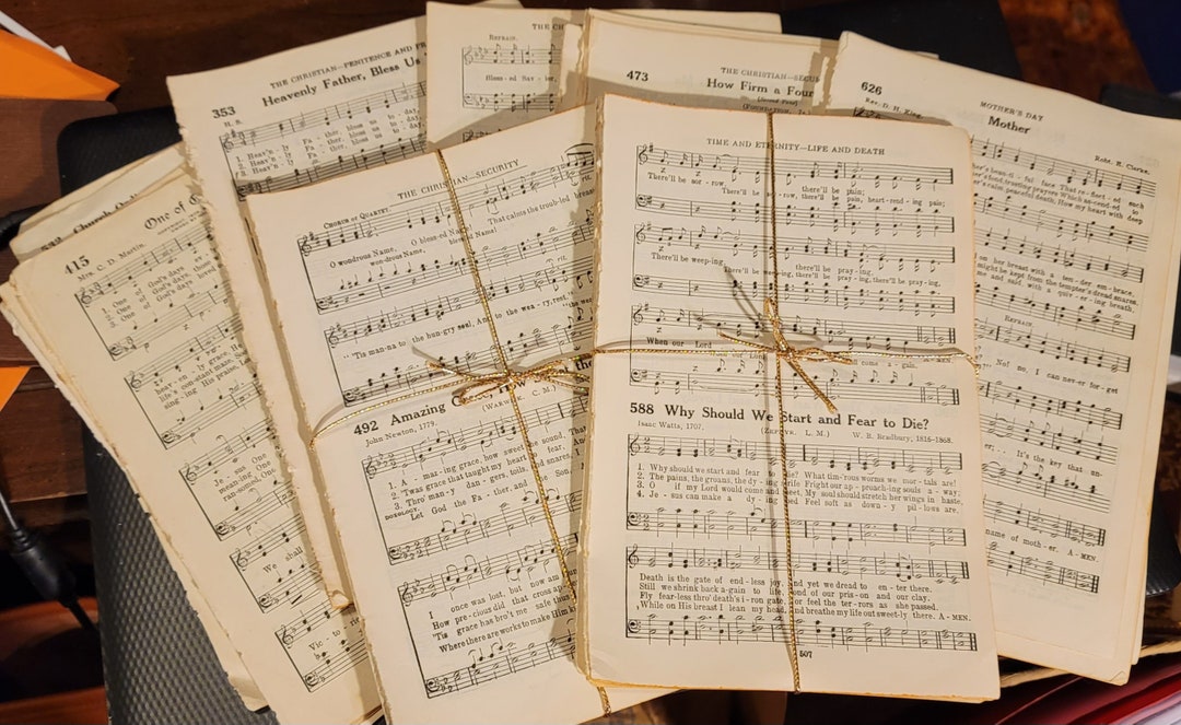 Vintage Real Hymnal Sheets Pages Excellent Vtg Condition Crafting ...