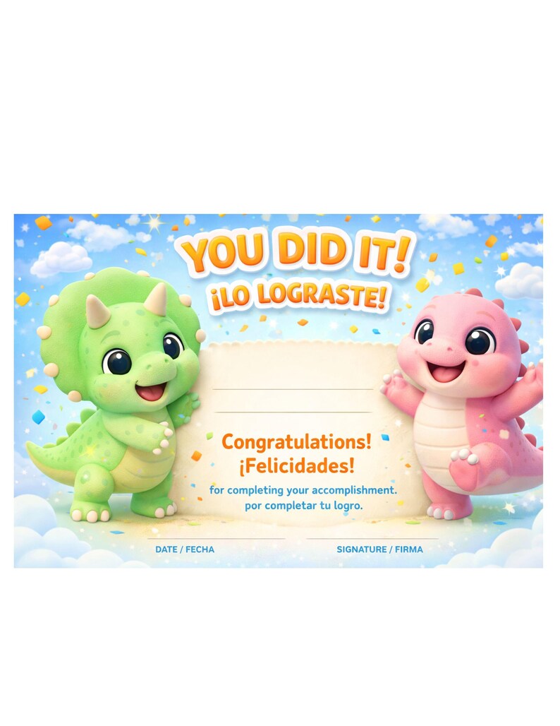 Baby Dinosaur Preschool Printable, Bilingual English Spanish, Numbers ...