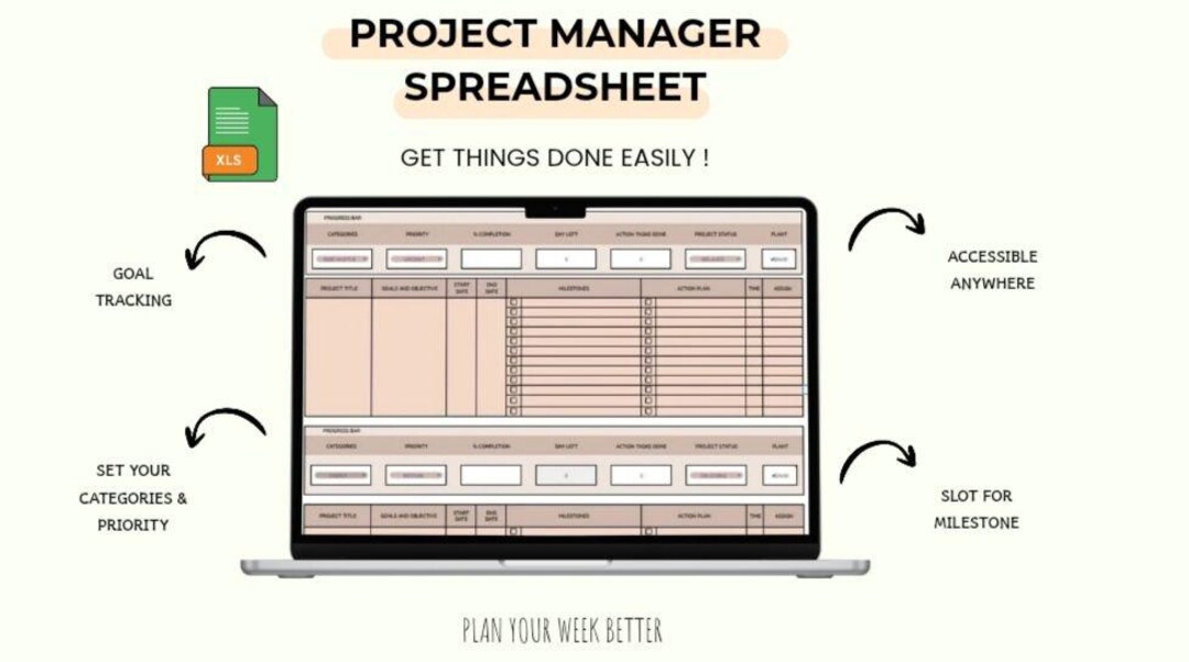 Project Manager Spreadsheet – Task Tracker, Excel & Google Sheets - Etsy