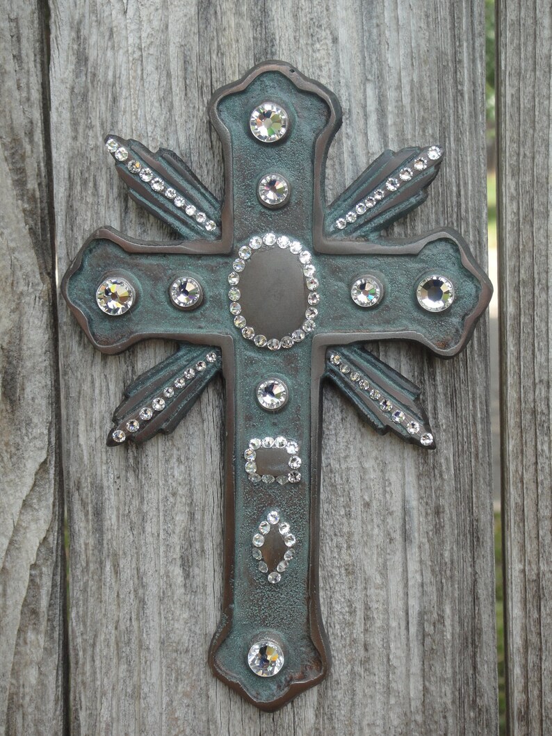 Small metal/green cross | Etsy