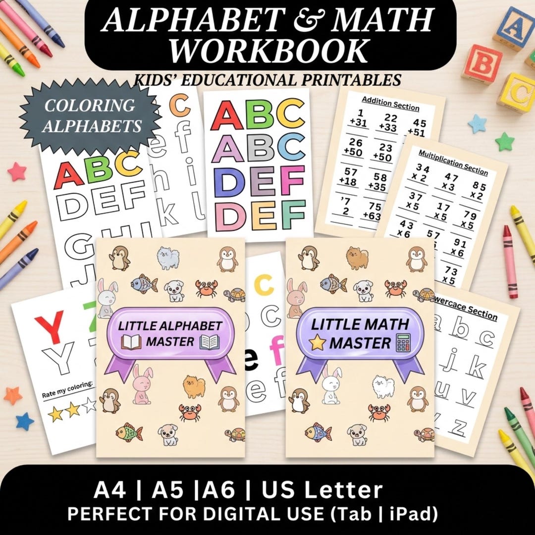 Preschool Workbook Printable Bundle, Kindergarten Math Worksheets and ...
