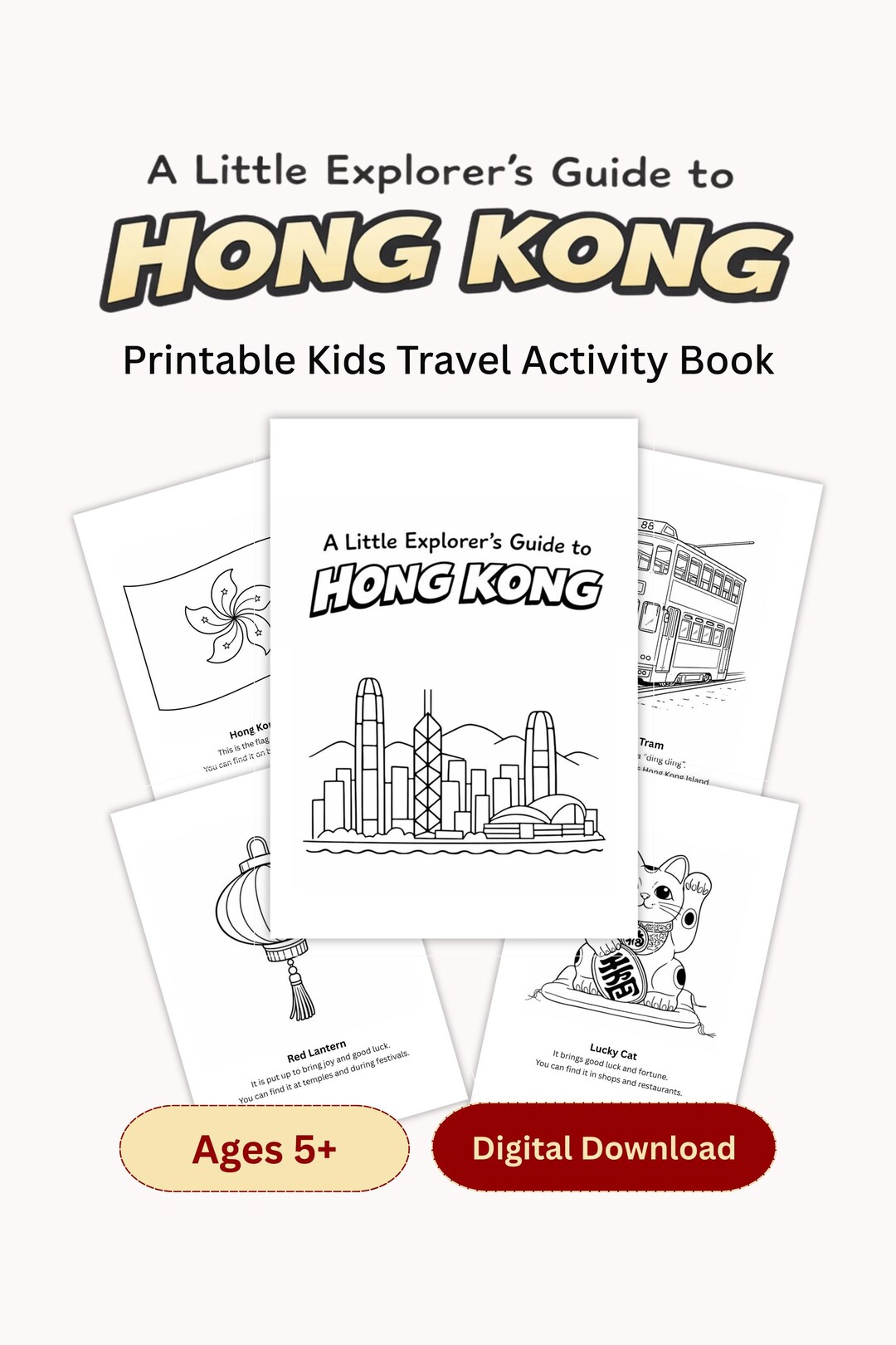 HONG KONG | Printable Kids Travel Activity Book - Etsy