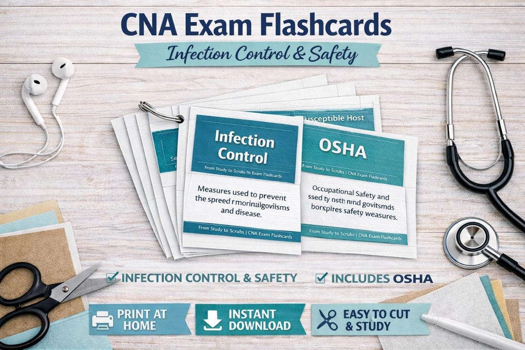 CNA Infection Control Flashcards Printable - Etsy