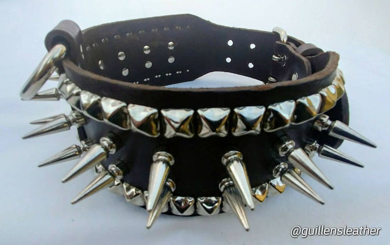 3 Inch Wide chrome Pyramid Studs and Big Spikes Leatherdog | Etsy