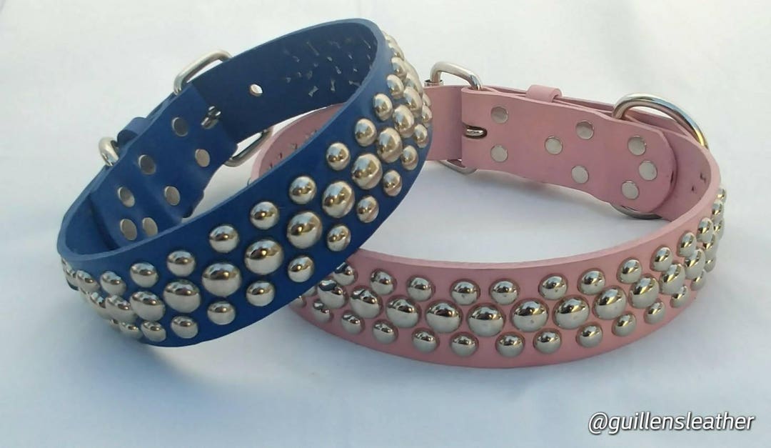 1.5 Inch Wide (circle Studs) Leather Dog Collar - Etsy